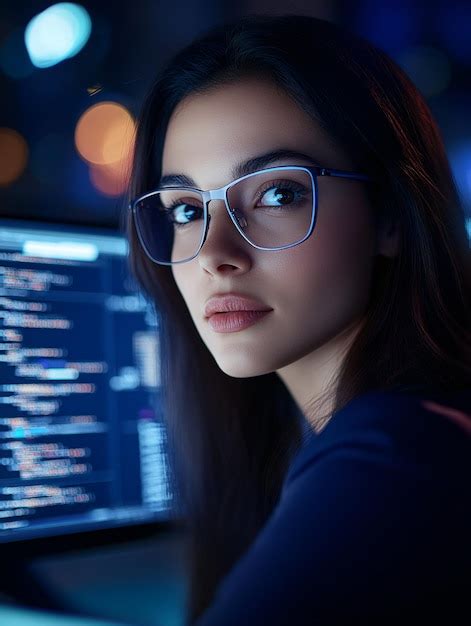 Young Female Programmer Writing Code On Computer In Modern Office At
