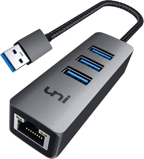 Amazon Com USB 3 0 To Ethernet Adapter Uni High Speed Gigabit Network Hub 4 In 1 Multiport