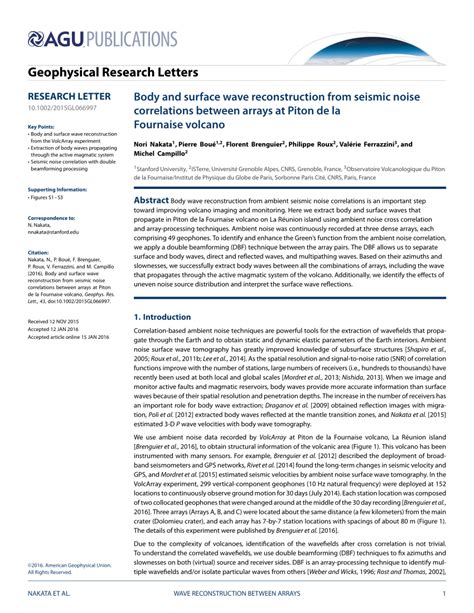 Pdf Body And Surface Wave Reconstruction From Seismic Noise Correlations Between Arrays At