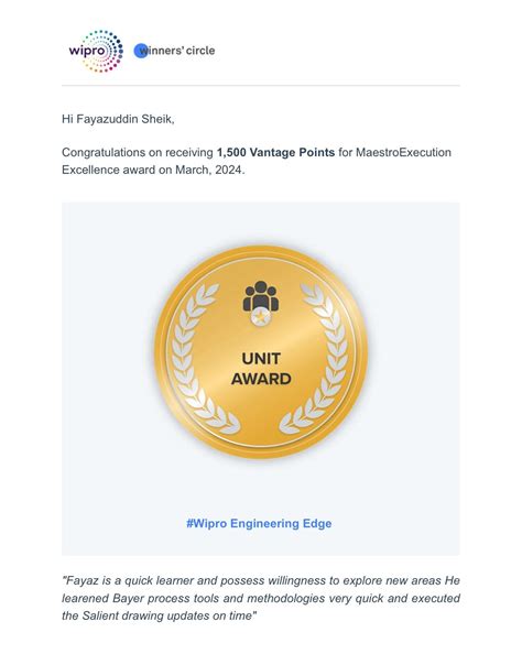 Fayazuddin Sheik On Linkedin Recognition Unitaward Maestroexecutionexcellence