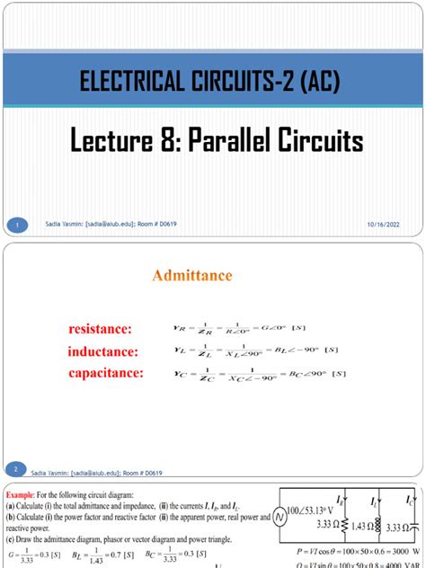 Ac Parallel Circuits Lecture Pdf