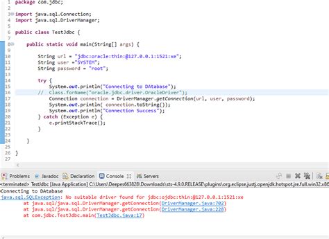 Java Sqlexception No Suitable Driver Found For Jdbc Oracle Thin Localhost Orcl