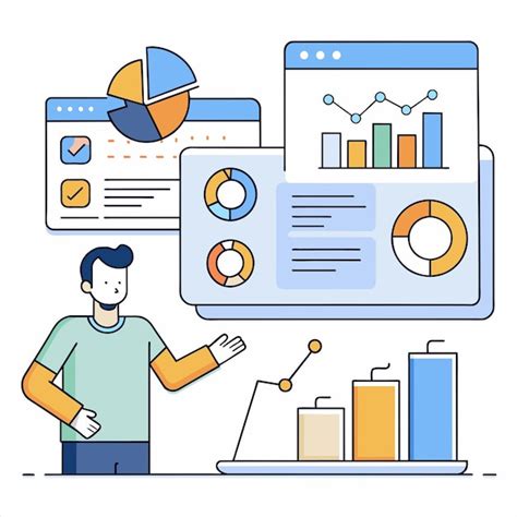 Premium Vector A Man Stands In Front Of A Chart That Says Quot Graph Quot