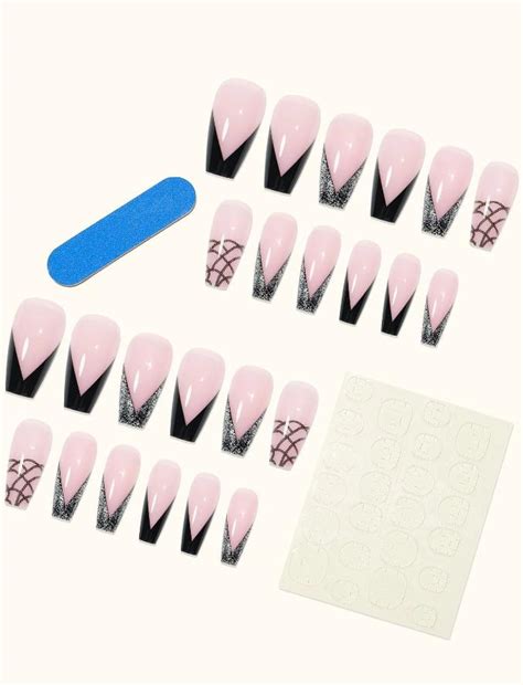 Комплект Разкошни Press On Изкуствени Нокти 24 броя Декоративен Арт Ефект Нокти с Декорация