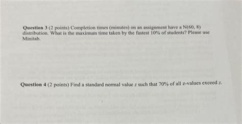 solved question 3 2 points completion times minutes on