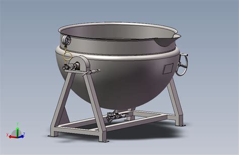 319 夹层锅600L可倾三维 食品蒸煮炒货 SOLIDWORKS 2016 模型图纸下载 懒石网