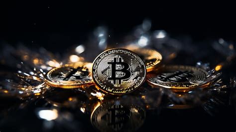 premium photo bitcoin concept on blurred defocused black abstract background with copy space