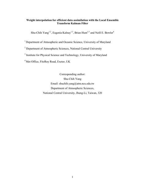 Pdf Weight Interpolation For Efficient Data Assimilation With The Local Ensemble Transfom