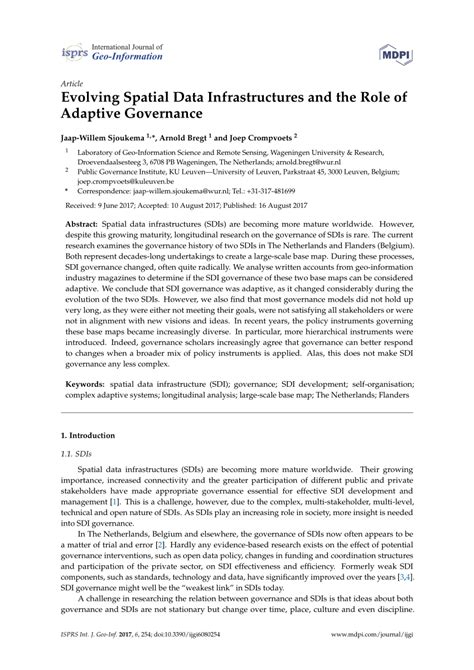 Pdf Evolving Spatial Data Infrastructures And The Role Of Adaptive Governance