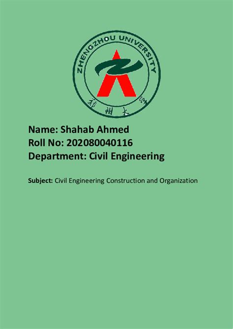 Pdf Name Shahab Ahmed Roll No 202080040116 Department Civil Engineering