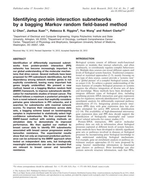 Pdf Identifying Protein Interaction Subnetworks By A Bagging Markov