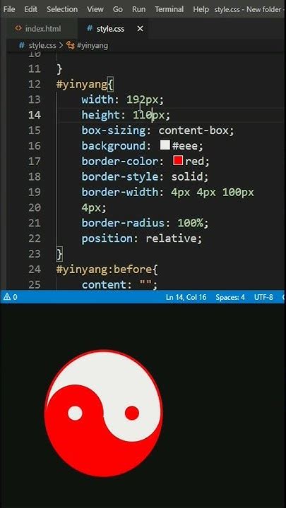 Pure Css Yin Yang Shape Design In Html And Css Short Tutorial Html Css Short Youtube