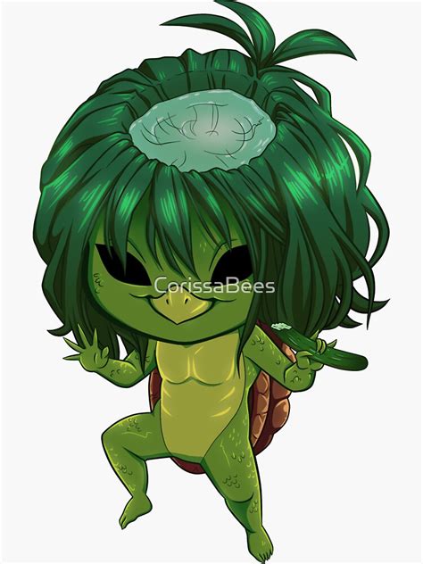 Kappa Yokai Monster With Cucumber Sticker For Sale By Corissabees