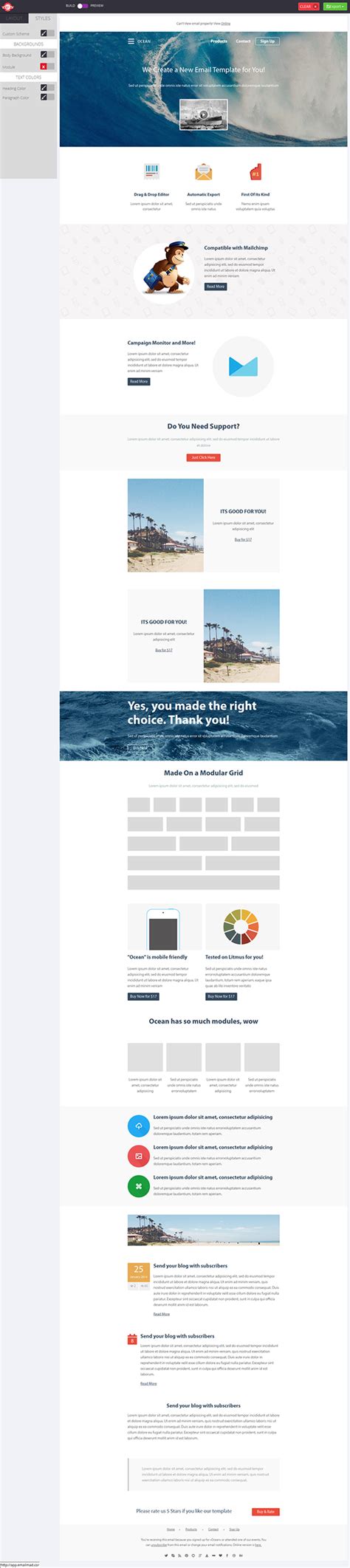 Ocean Responsive Email Template Withh Editor On Behance