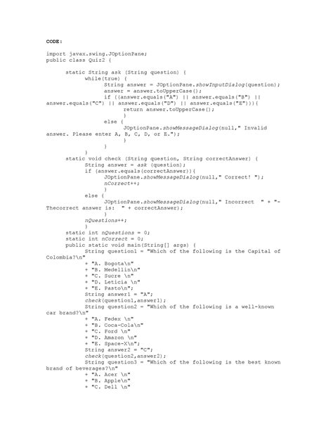 Programming Assign Unit 3 Code Import Javaxswing Public Class