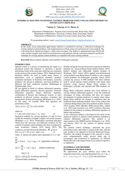 Pdf Numerical Solution To Optimal Control Problems Using Collocation Method Via Pontryagins
