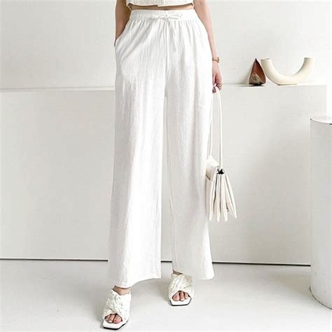 트윌 린넨 와이드팬츠 3color 밴딩바지 시원한 여름바지 빅사이즈 여성의류 린넨바지 주머니있음