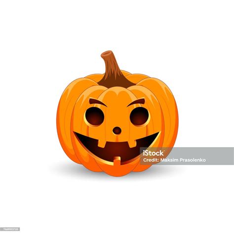흰색 배경에 호박입니다 해피 할로윈 휴일의 주요 상징 휴일 할로윈을위한 디자인에 대한 미소와 오렌지 호박 벡터 그림입니다 10월에 대한 스톡 벡터 아트 및 기타 이미지
