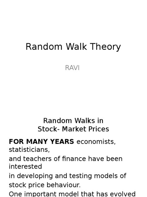 Random Walk Theory Efficient Market Hypothesis Technical Analysis