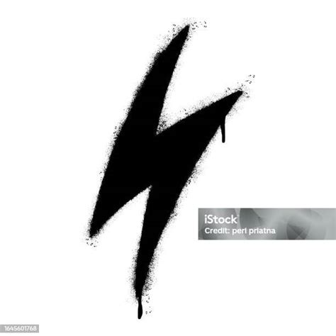 스프레이 페인티드 그래피티 전기 번개 기호 흰색 배경으로 격리된 스프레이 그래피티 전기 번개 아이콘은 흰색 위에 검은색으로