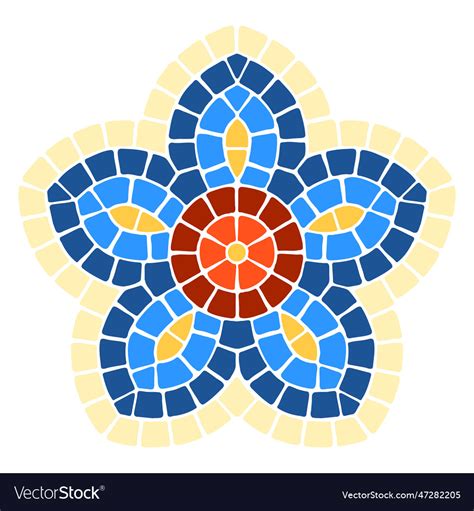 Abstract Mosaic Flower Decorative Antique Stone Vector Image