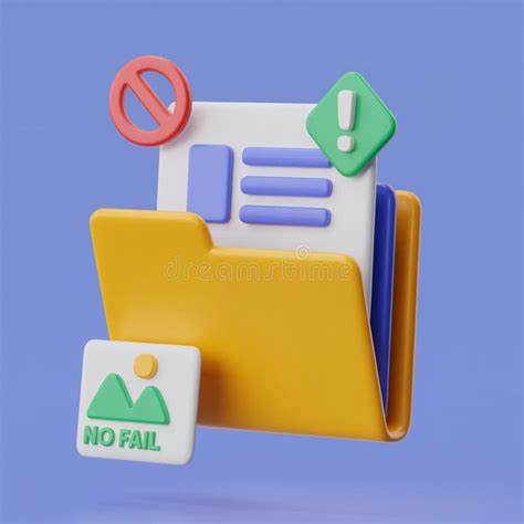 3d Render Of Folder With Document Error Notifications And File Upload