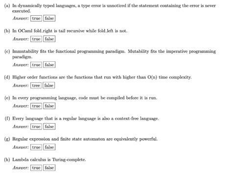 Solved A In Dynamically Typed Languages A Type Error Is