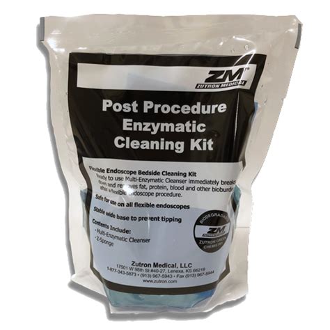 Post Procedure Enzymatic Cleaning Kit Flat Sponge W 500 Ml Enzymes Stand Up Pouch