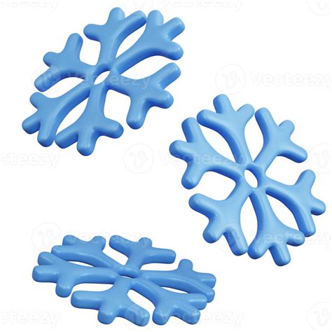 3d Rendering Three Snowflake Isolated 11192495 Png