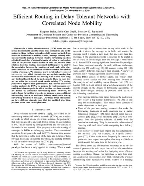 Pdf Efficient Routing In Delay Tolerant Networks With Correlated Node Mobility