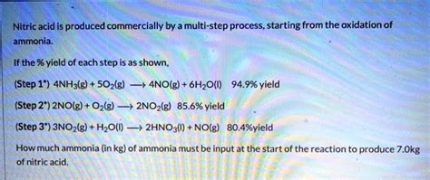 Solved Nitric Acid Is Produced Commercially By A Multi Step Process Starting From The