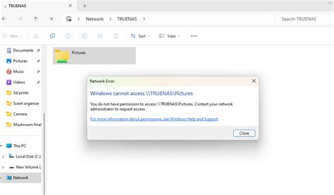 Windows Denying Access To Shared Network Drive Rtruenas