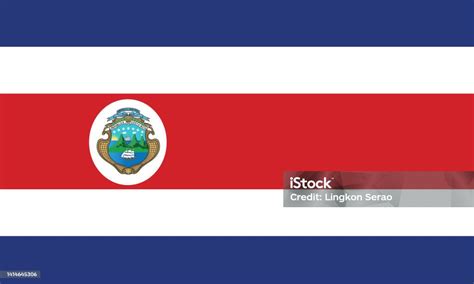 코스타리카의 공식 국기의 벡터 일러스트레이션 코스타리카 국기는 두 개의 파란색 줄무늬 두 개의 흰색 줄무늬 및 중앙 빨간색 줄무늬로 구성됩니다 코스타리카 국기에 대한 스톡