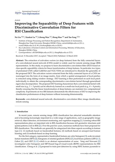 Pdf Improving The Separability Of Deep Features With Discriminative Convolution Filters For