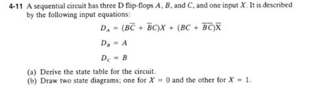 solved 4 11 a sequential circuit has three d flip flops a