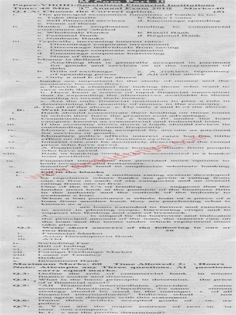 Sargodha University Past Papers 2010 Mcom Part 2 Specialized Financial Institutions Paper 7 1st