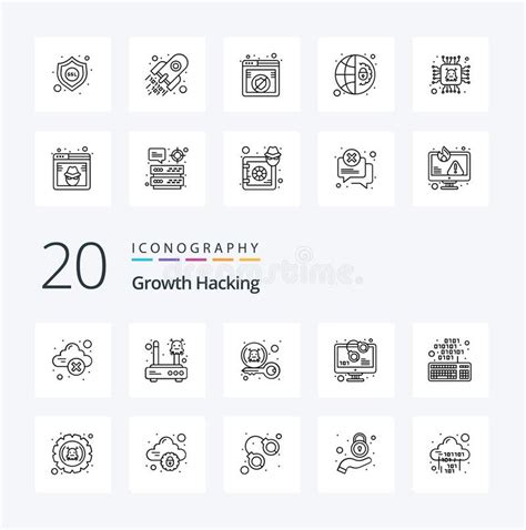 20 Hacking Line Icon Pack Like Warn Secured Router Code Private Stock