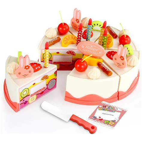 اسباب بازی کیک تولد Henmerry 75pcs مجموعه کیک برش Diy کودکان و نوجوانان بازی غذای آشپزخانه