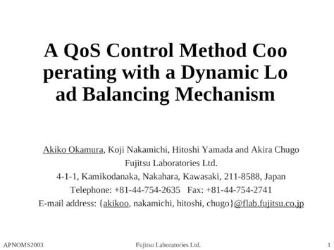 Ppt Apnoms2003fujitsu Laboratories Ltd1 A Qos Control Method