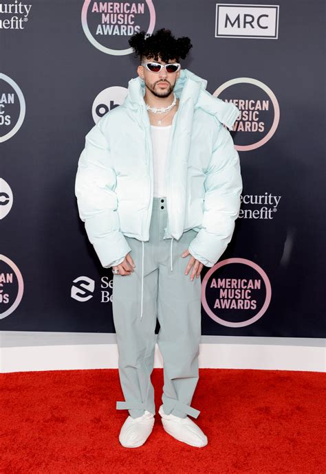 Bad Bunny Tries Out A Red Carpet Puffer At The American Music Awards