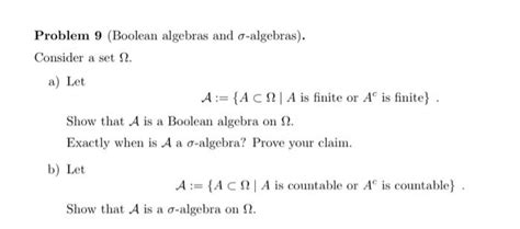 Solved Problem 9 Boolean Algebras And σ Algebras Consider