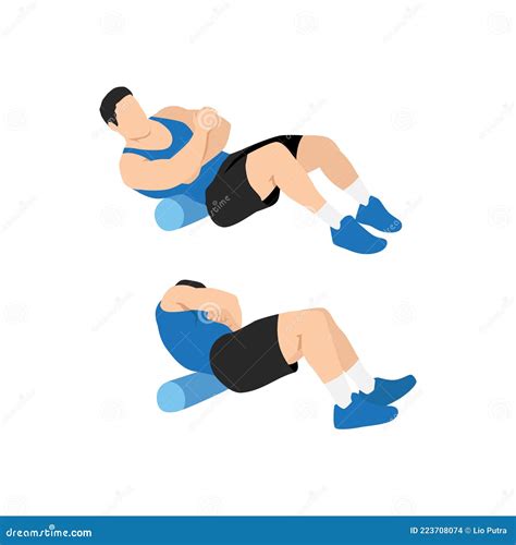 Roller Exercise Flat Vector Illustrations Set Girl Putting Roller