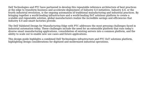 A Global Partnership Dell Validated Design For Manufacturing Edge With Ptc Design Guide