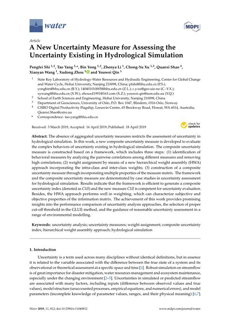 PDF A New Uncertainty Measure For Assessing The Uncertainty Existing In Hydrological Simulation