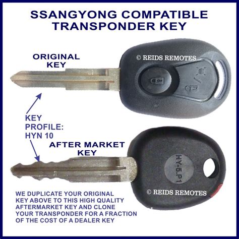 ssangyong korando 2000 06 compatible transponder car key cut and cloned