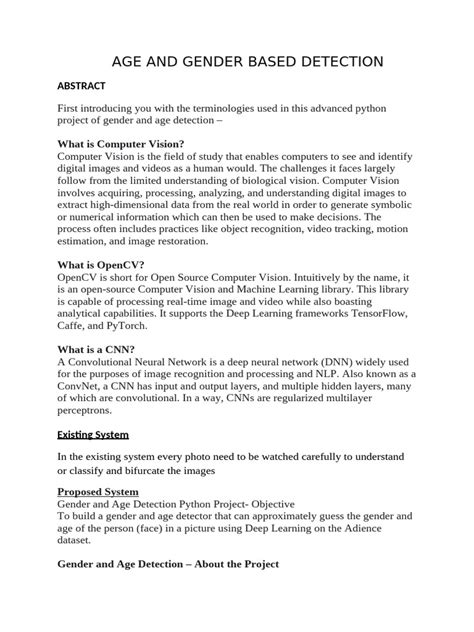 Age Gender Detection Pdf Deep Learning Computer Vision