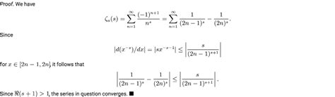 Complex Analysis Alternating Riemann Zeta Function Dirichlet Eta Function Convergence Proof