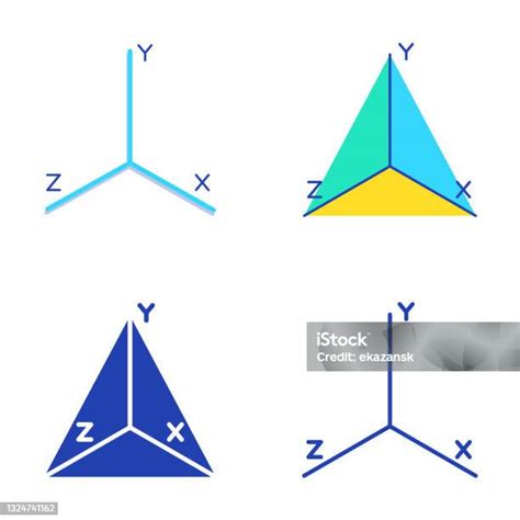 Icône Daxe De Coordonnées Définie Dans Le Style Plat Et Linéaire Vecteurs Libres De Droits Et