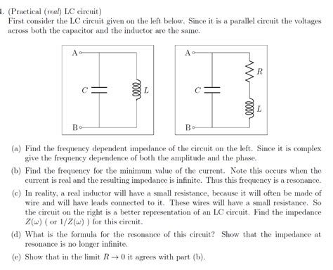 Solved Practical Real LC Circuit First Consider The Chegg