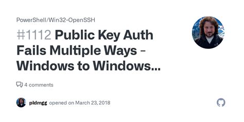 Public Key Auth Fails Multiple Ways Windows To Windows And Linux To Windows · Issue 1112